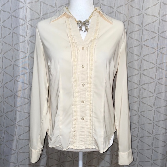 Rena Rowan | Tops | Vintage Rena Rowan Women Ivory Long Sleeve Blouse ...